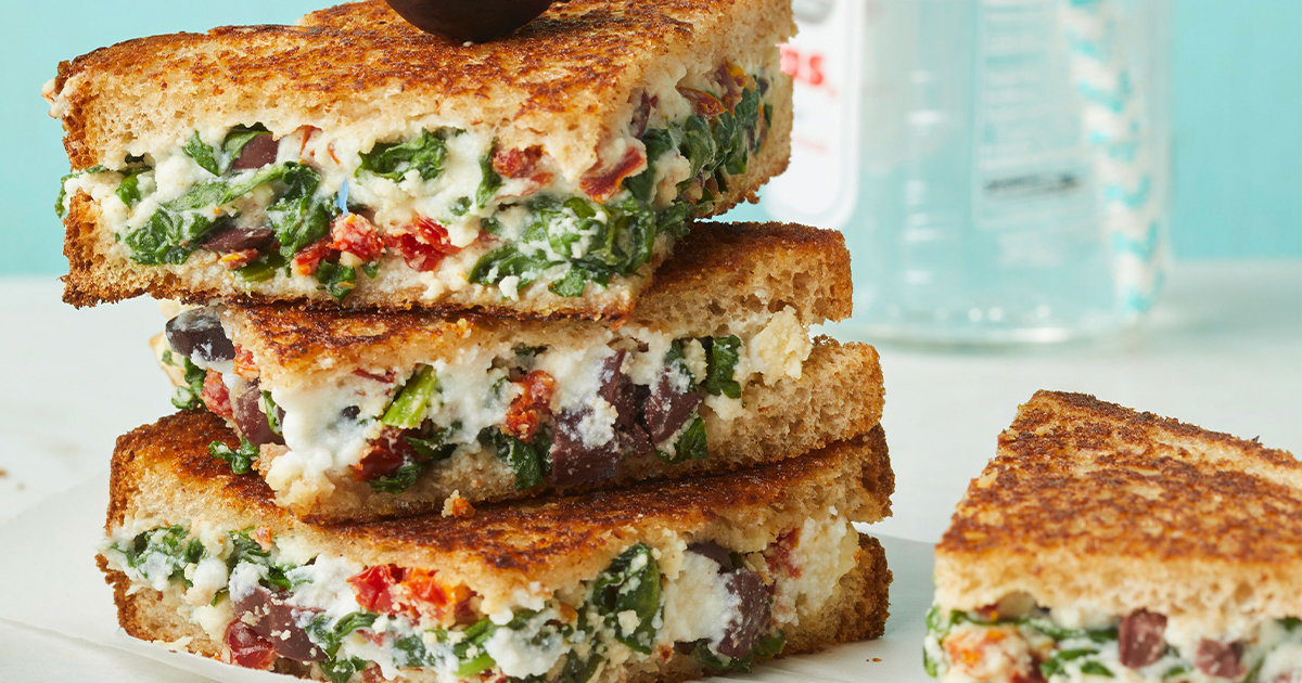 Healthy Greek Grilled Cheese Sandwich Recipe | Hungry Girl