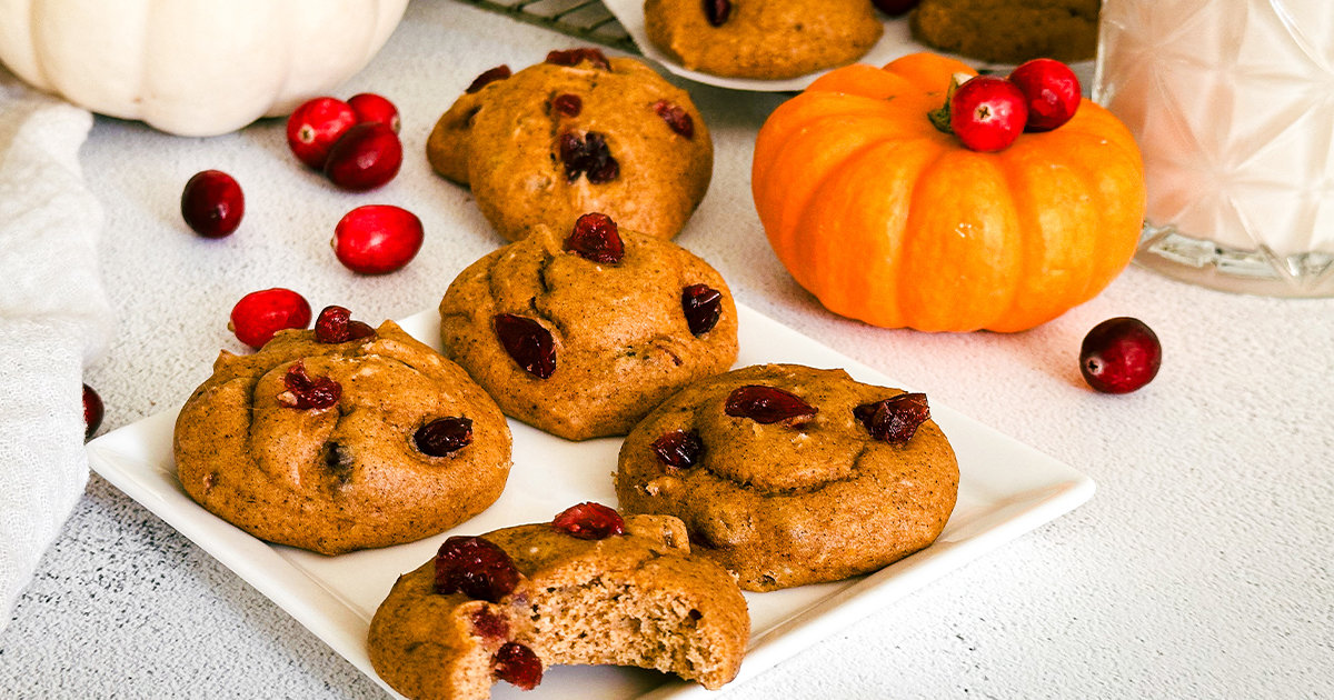 Easy Pumpkin Cranberry Cake Cookies Recipe | Hungry Girl