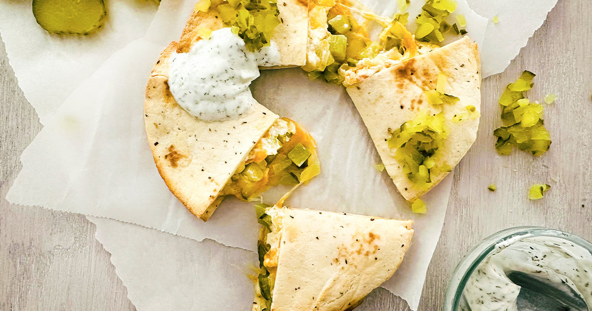 4-Ingredient Mini Pickle Quesadilla Recipe | Hungry Girl
