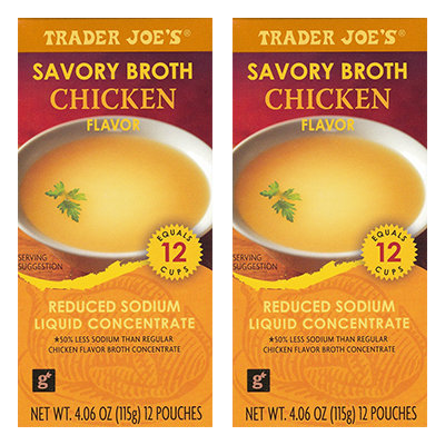 Trader Joe's Chicken Broth Packets, Smoked Salmon, Spicy Eggplant ...