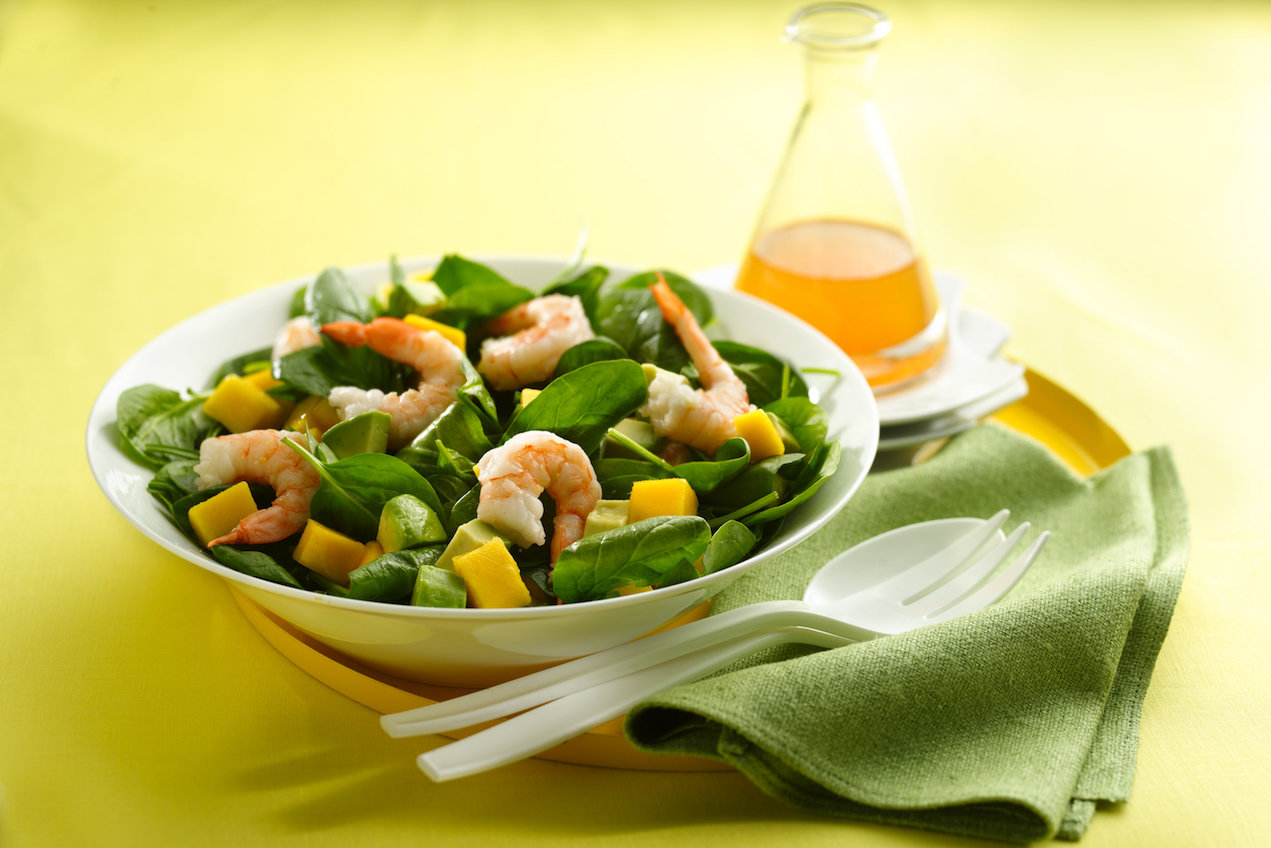 Healthy Shrimp, Mango & Avocado Spinach Salad Recipe | Hungry Girl