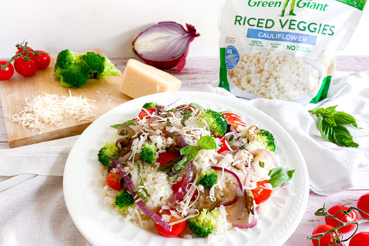 Riced Cauliflower Primavera Recipe + Frozen Veggie Finds from Green ...