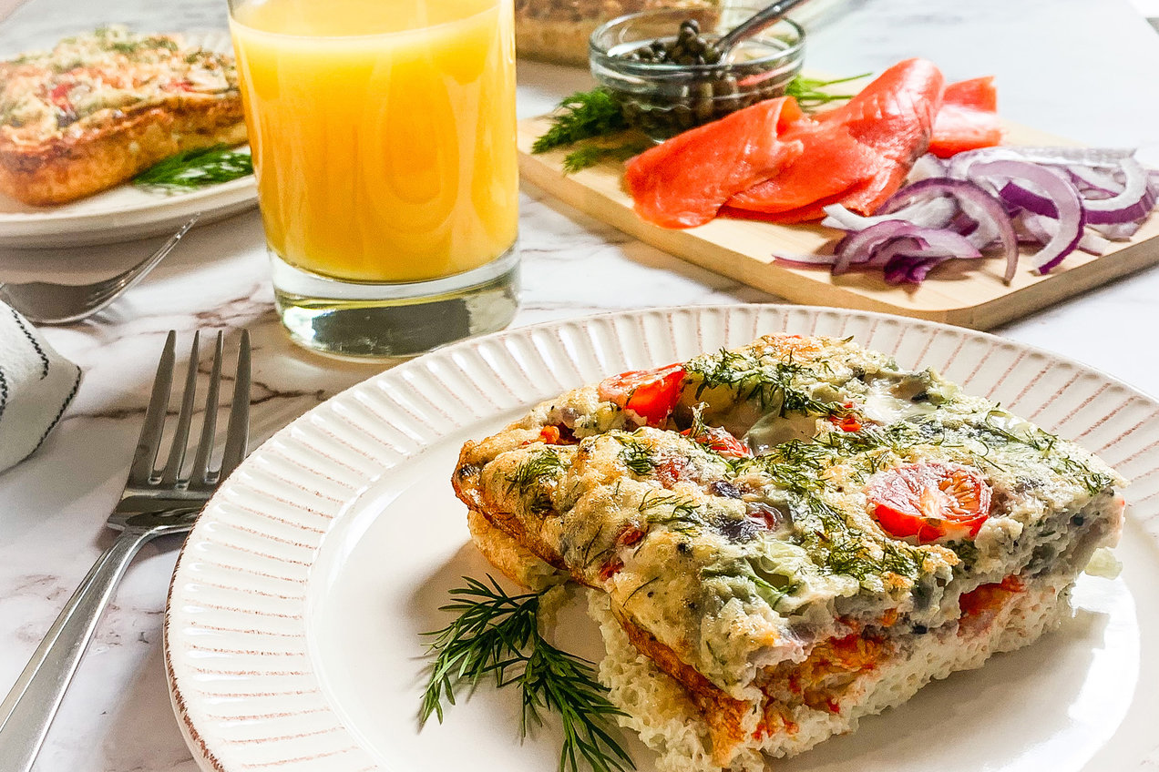 Healthy Low-Carb Breakfast Recipe: Everything Bagel Egg Bake | Hungry Girl