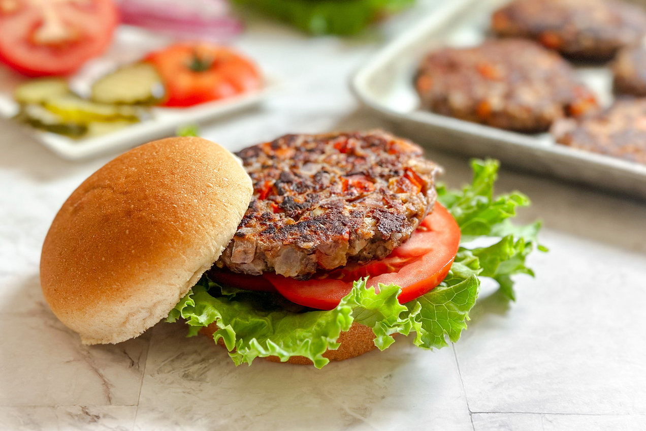 Healthy Black Bean Burgers with Veggies Recipe | Hungry Girl