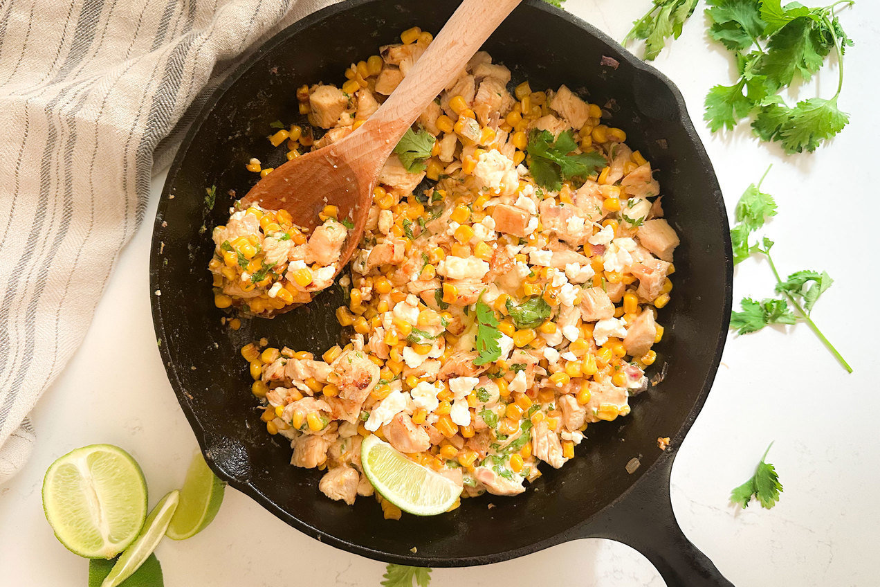 Healthy Mexican Street Corn & Chicken Skillet Recipe | Hungry Girl