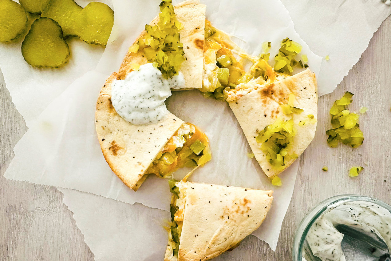 4-Ingredient Mini Pickle Quesadilla Recipe | Hungry Girl