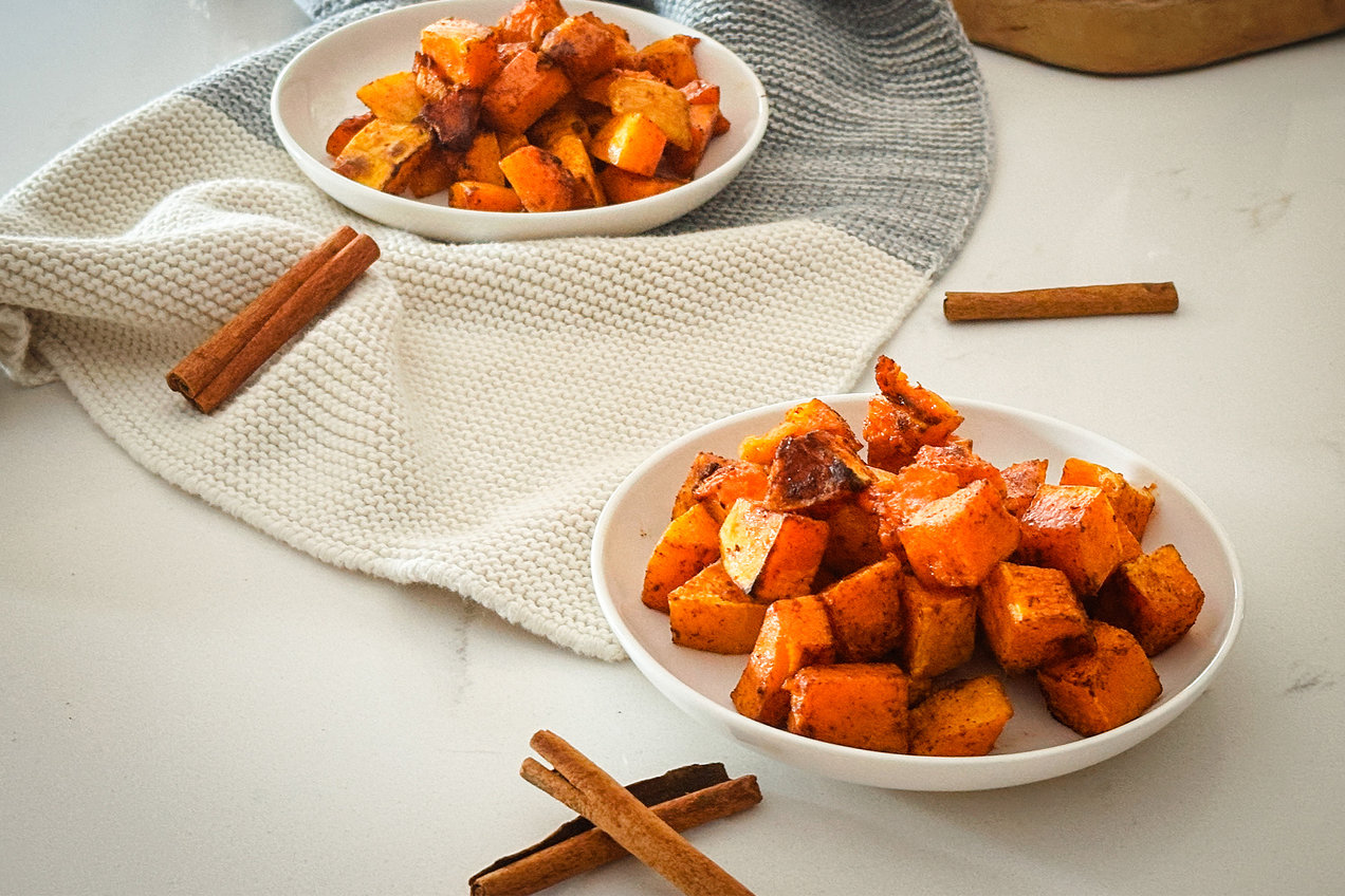 Air-Fryer Sweet Cinnamon Butternut Squash Recipe | Hungry Girl