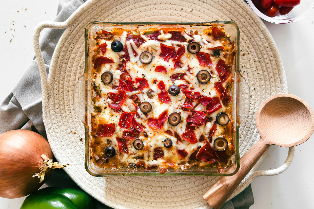 Healthy Supreme Pizza Casserole Recipe | Hungry Girl