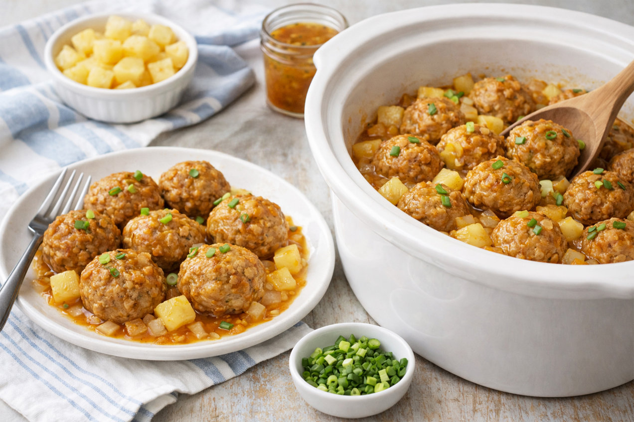 Slow-Cooker Sweet Chili Pineapple Turkey Meatballs Recipe | Hungry Girl